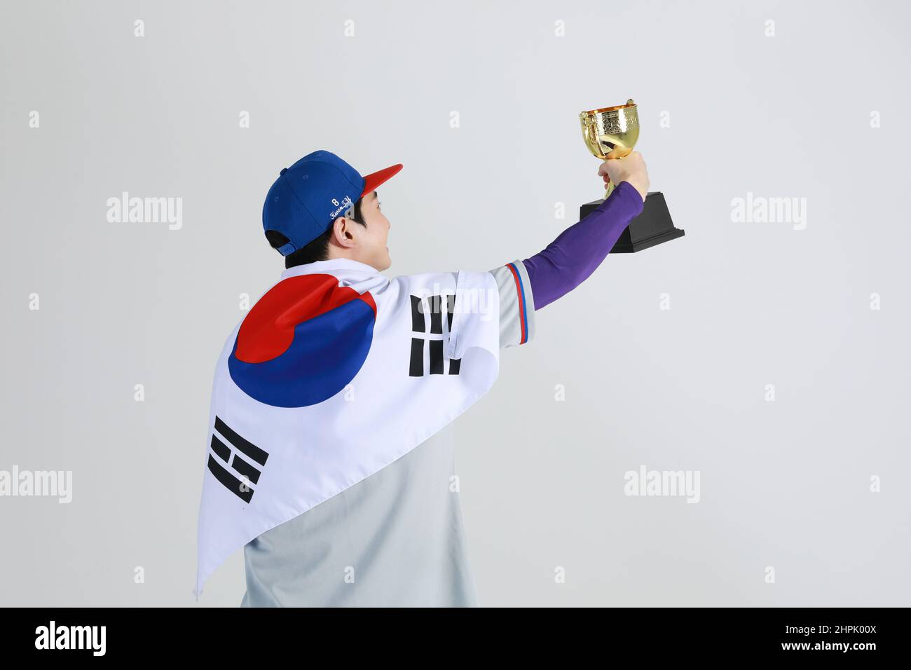 baseball sports player, asian korean man with trophy Stock Photo - Alamy