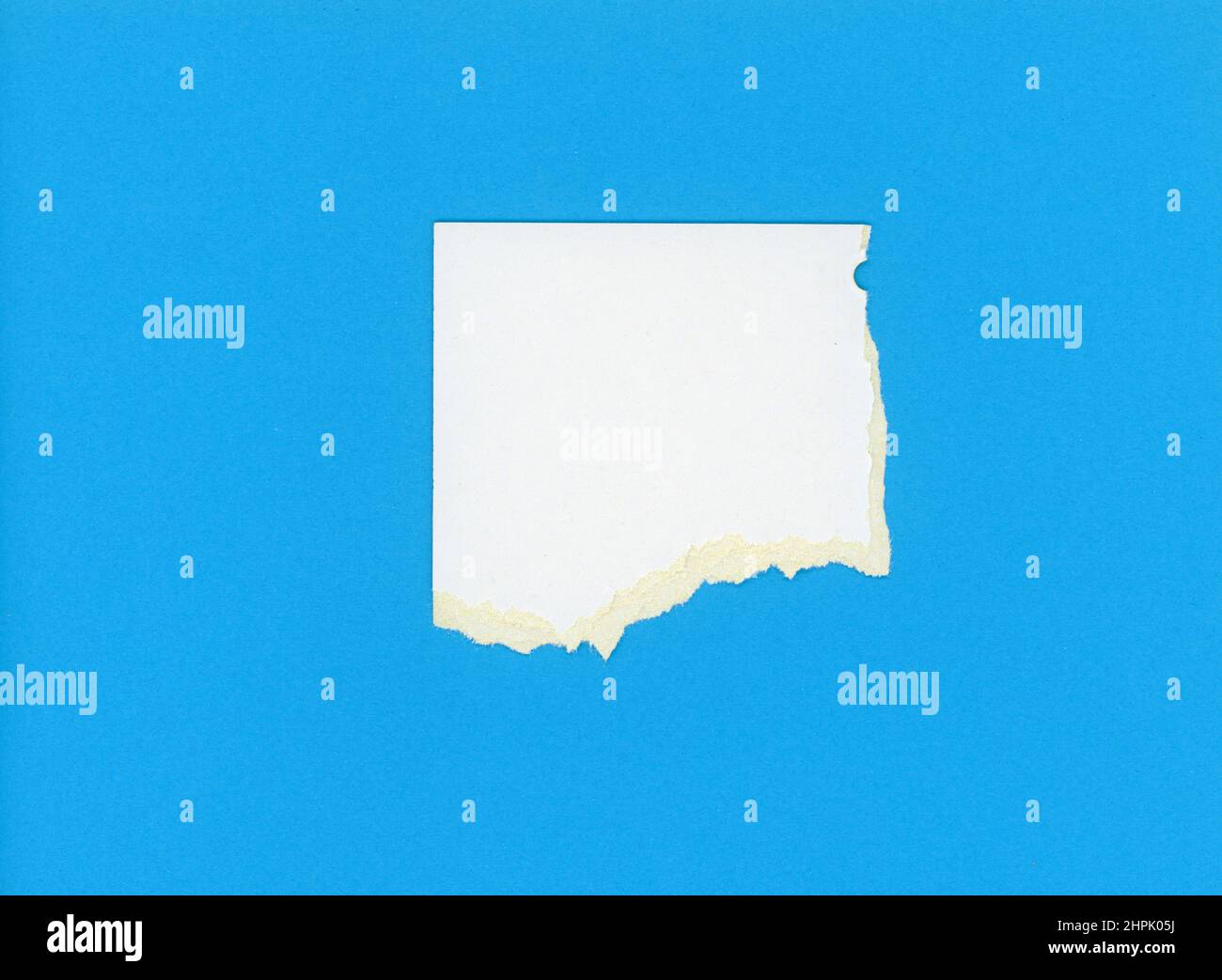 torn paper tag label over blue background Stock Photo - Alamy