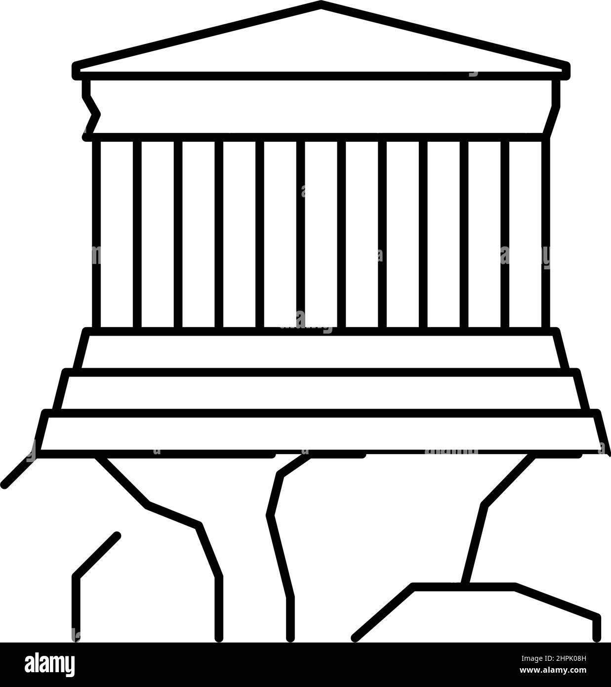 acropolis ancient greece architecture building line icon vector ...