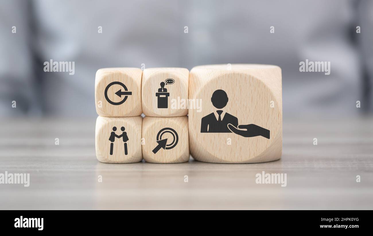 Wooden blocks with symbol of introduction concept Stock Photo - Alamy