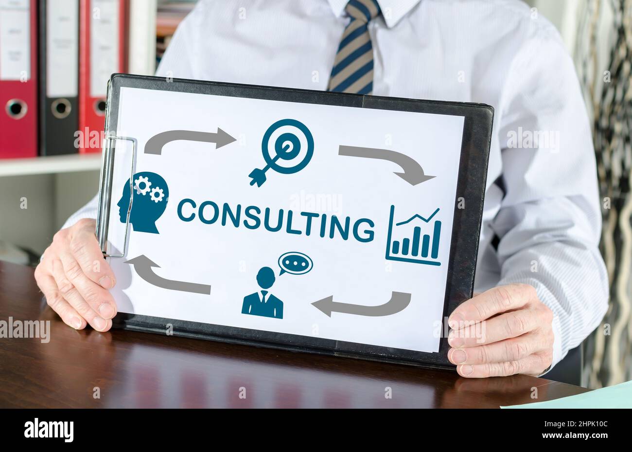 Consulting concept shown by a businessman Stock Photo - Alamy