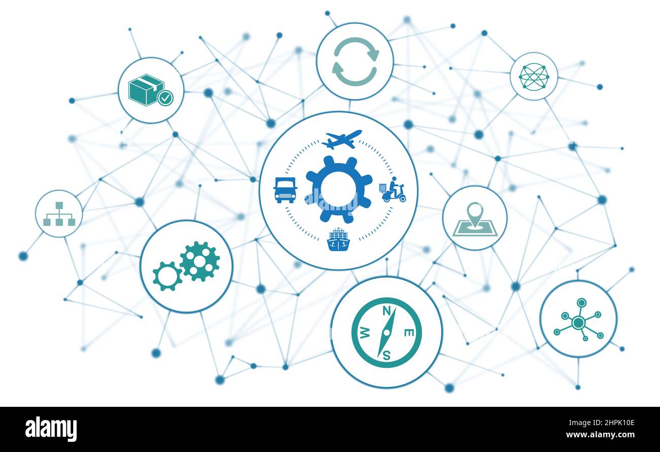 Concept of transportation with connected icons Stock Photo - Alamy