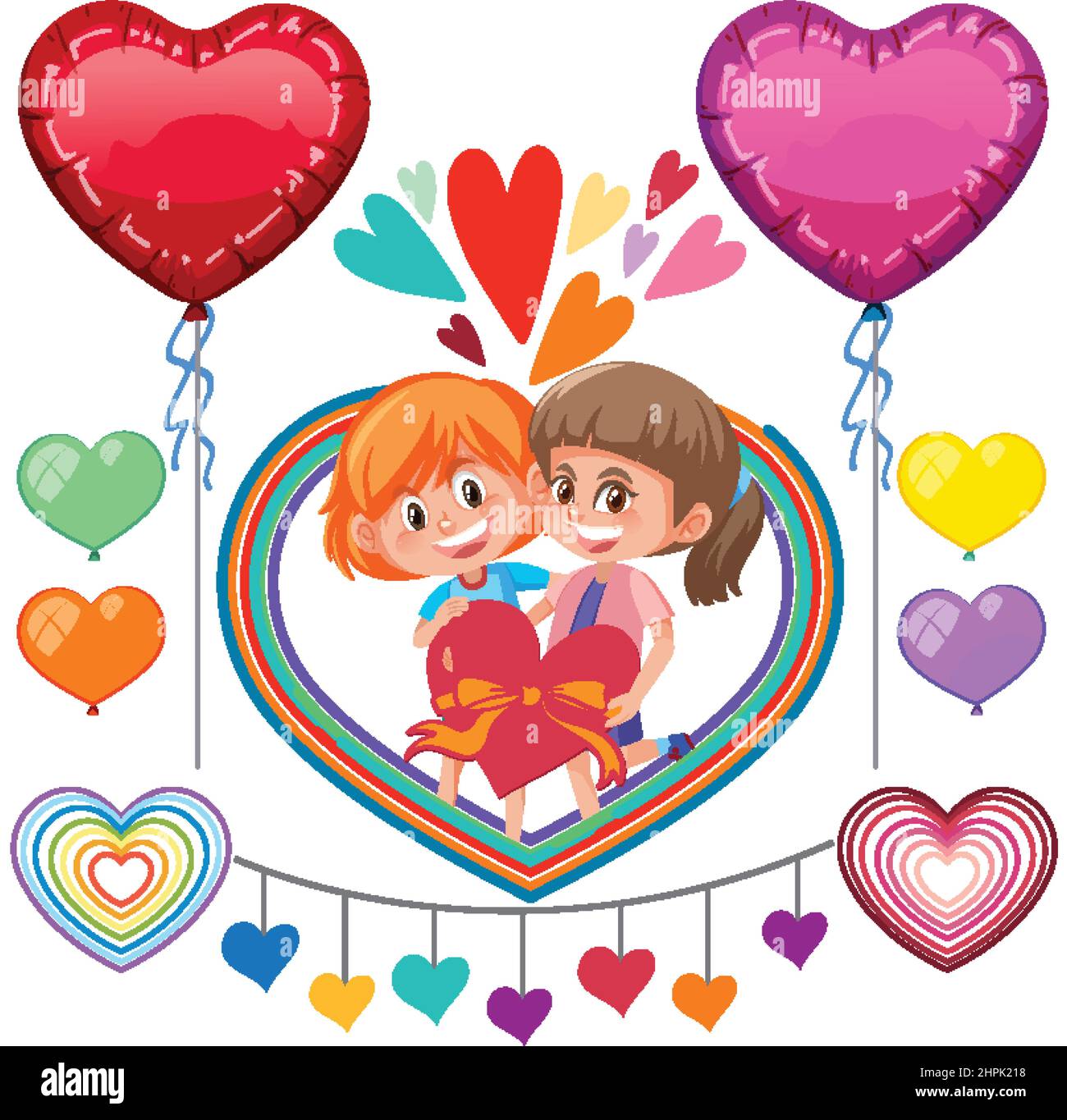 Valentine theme with many hearts illustration Stock Vector Image & Art ...