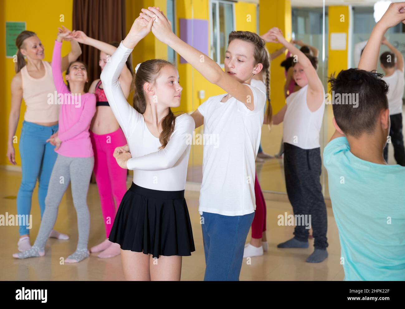 Children dancing rock-and-roll in pairs Stock Photo - Alamy