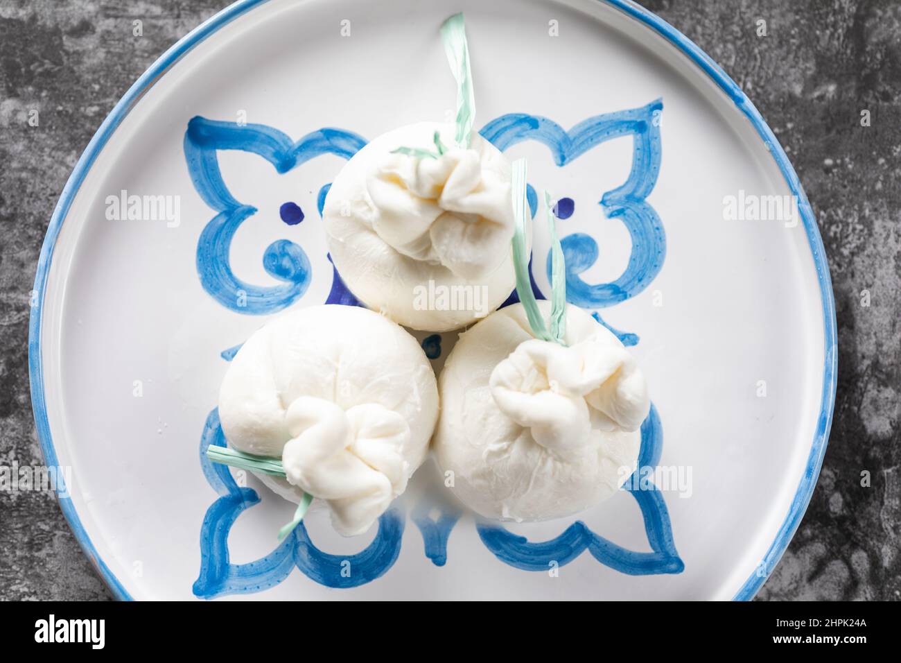 Italian burrata cheese made from mozzarella with cream inside from ...