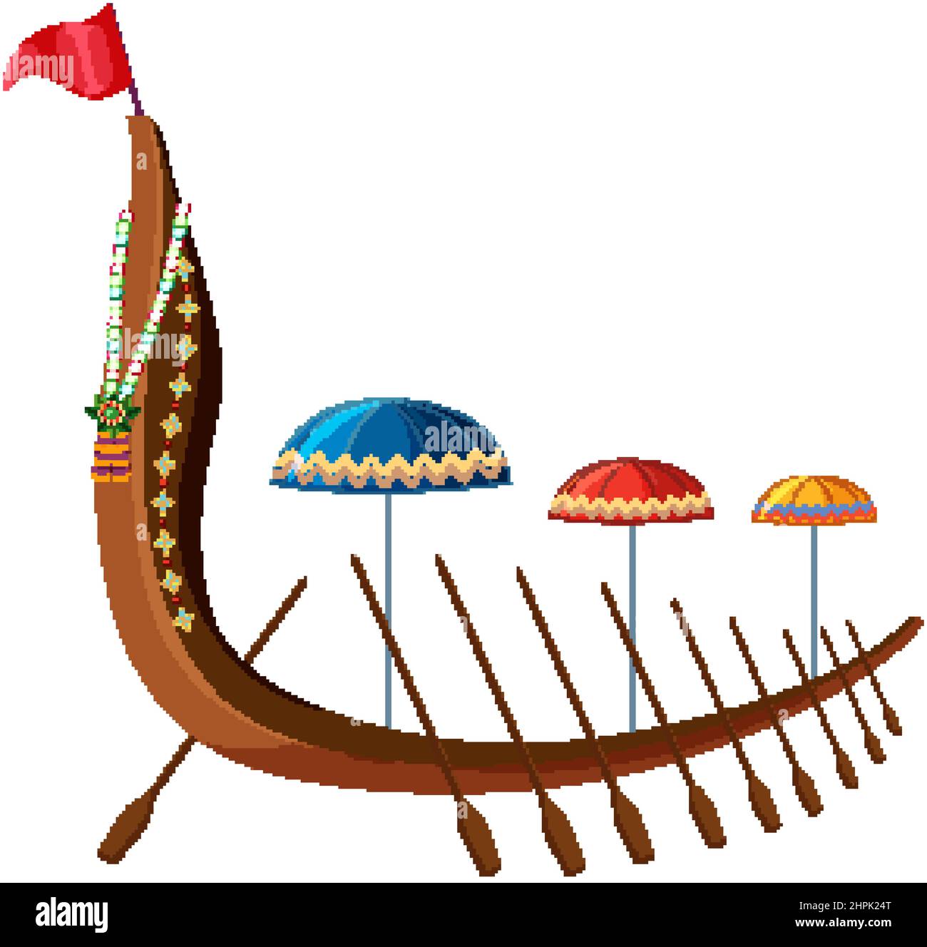 Indian boat with three umbrellas illustration Stock Vector Image & Art ...