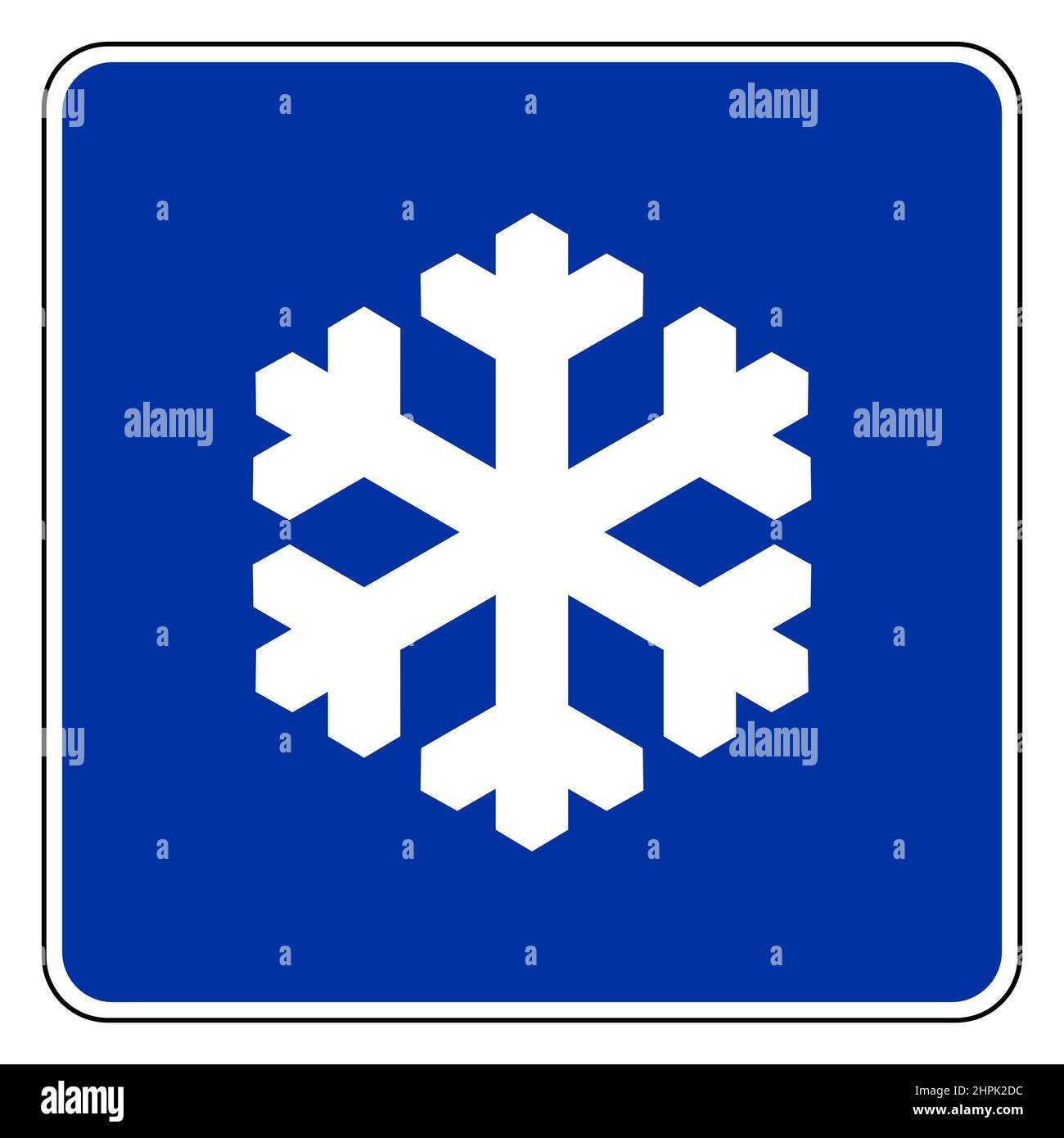 Snow flake and road sign Stock Photo - Alamy