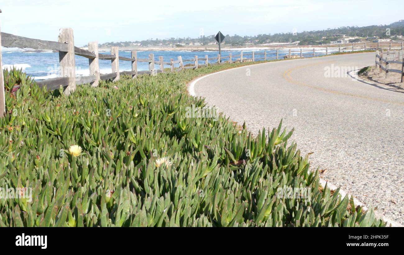 17-mile drive scenic road, Monterey, California USA. Trip along ocean ...