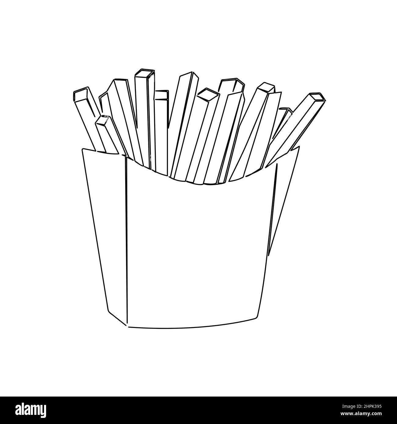 French fries drawn in one line. Stock isolated vector illustration ...