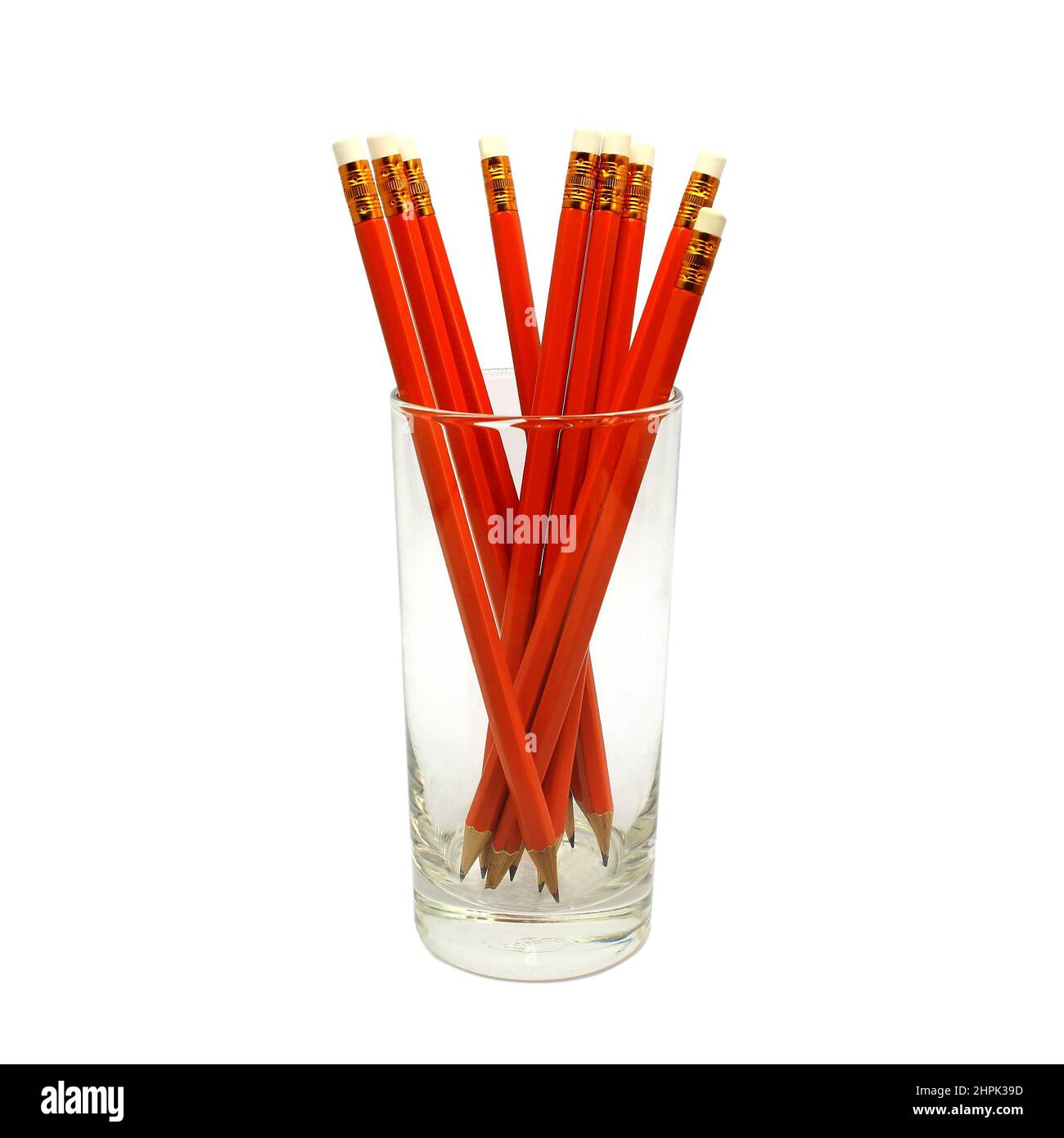 Pencils in Glass Jars on White Background Stock Photo - Alamy