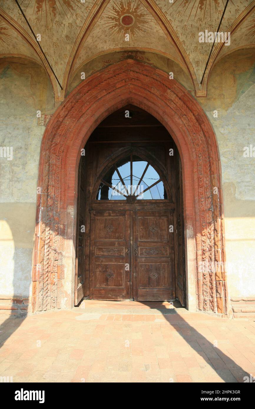 Entrance, Santa Maria Bressanoro church, Castelleone, Lombardy, Italy ...