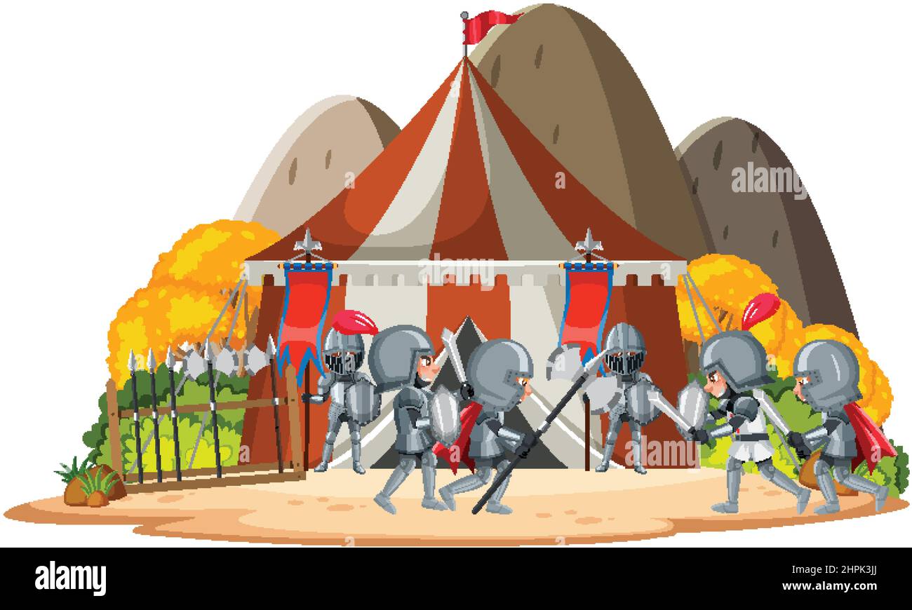 Medieval knights fighting in a battle illustration Stock Vector Image ...