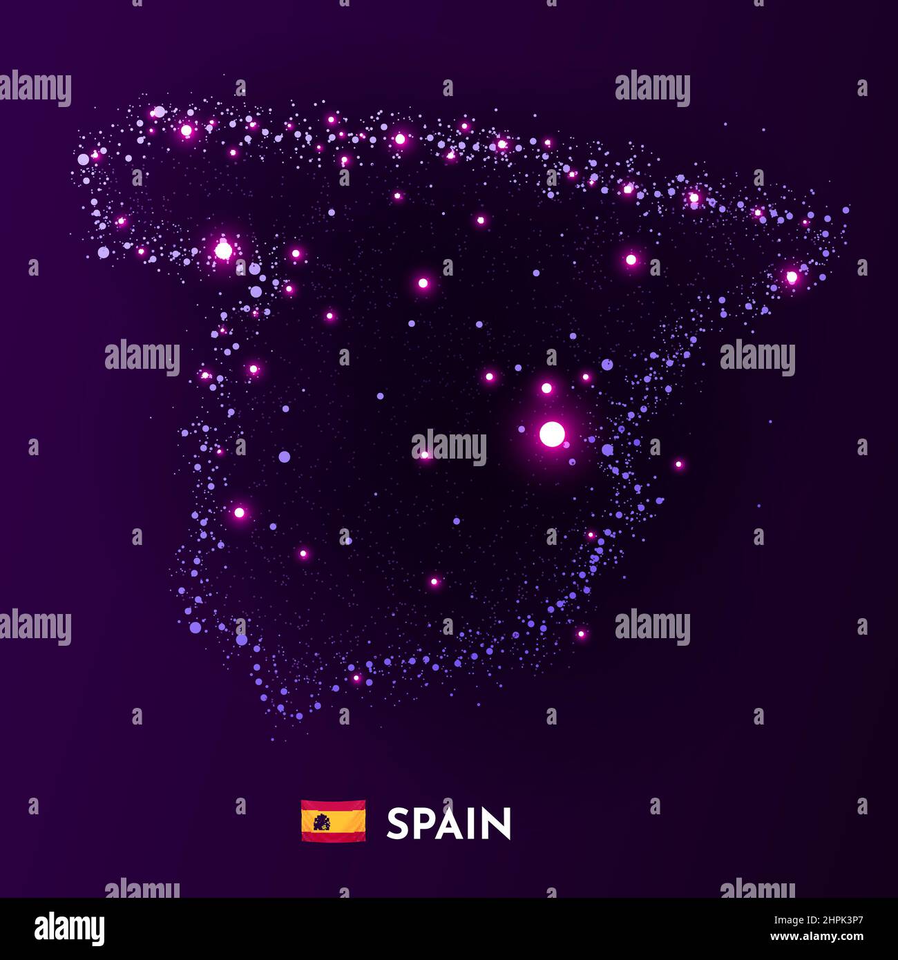 Spain map made of stars and dots. Globalization concept. Space view ...
