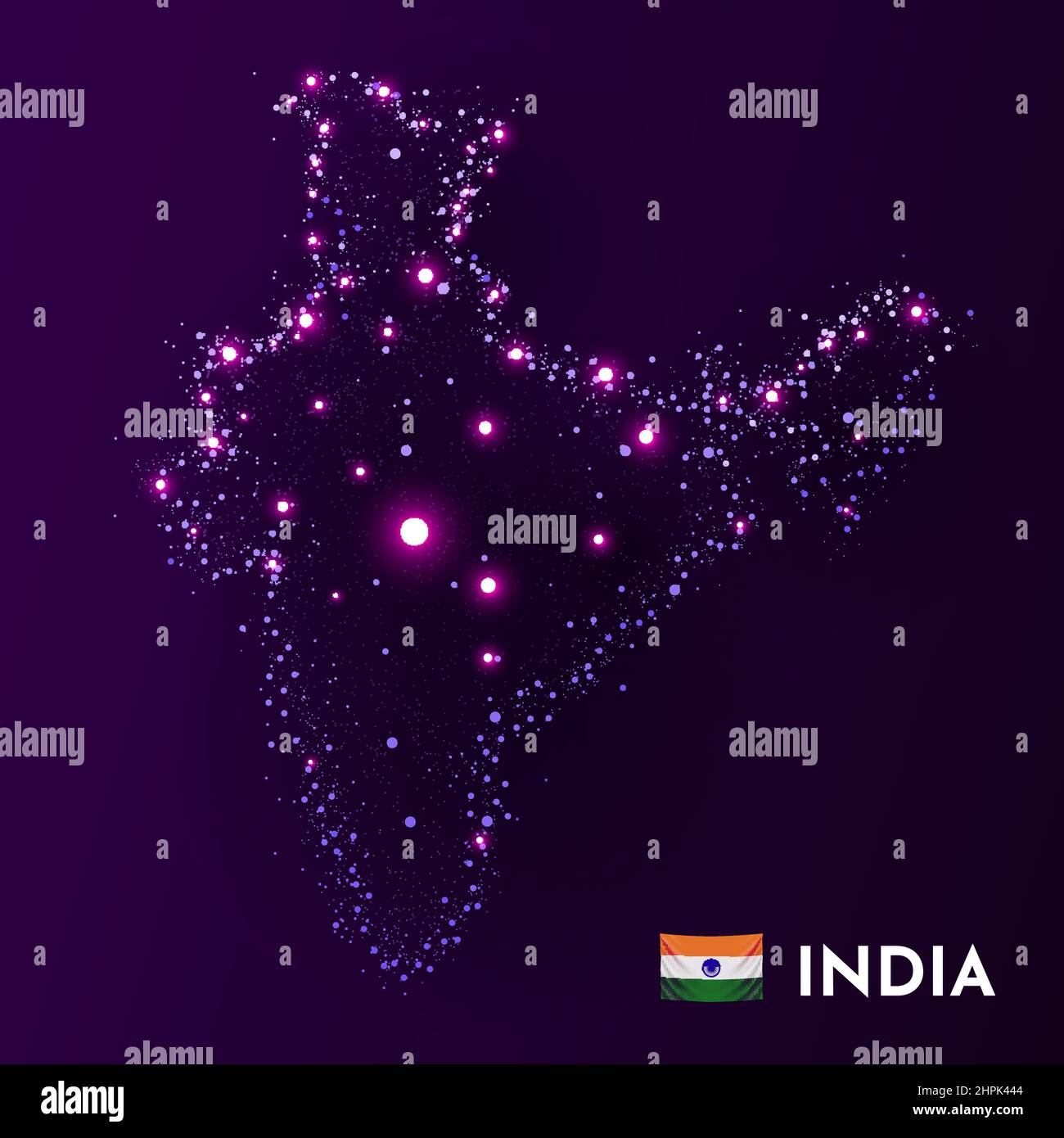 India map made of stars and dots. Globalization concept. Space view ...