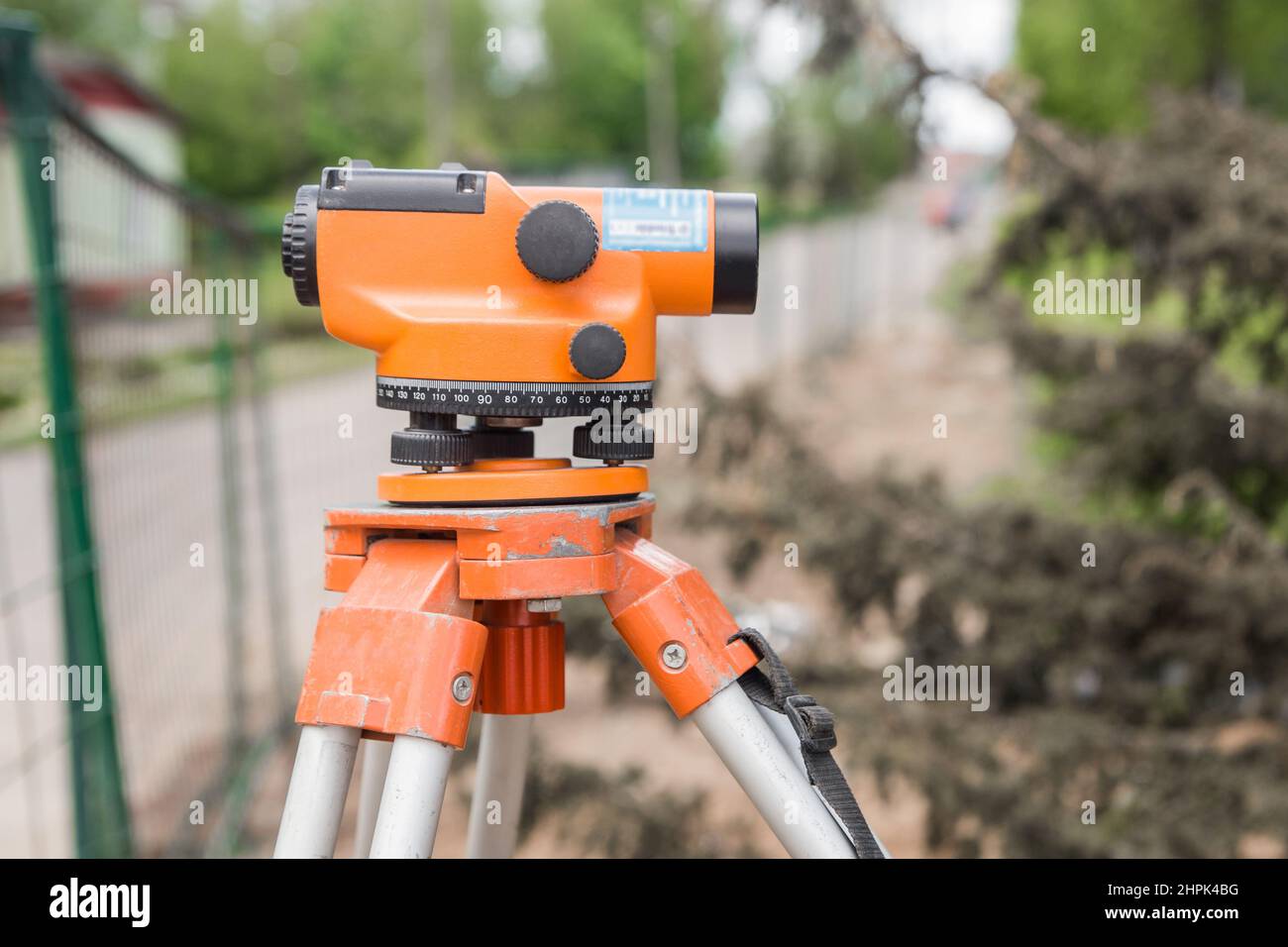 Theodolite tool is a construction measuring instrument in an industrial ...