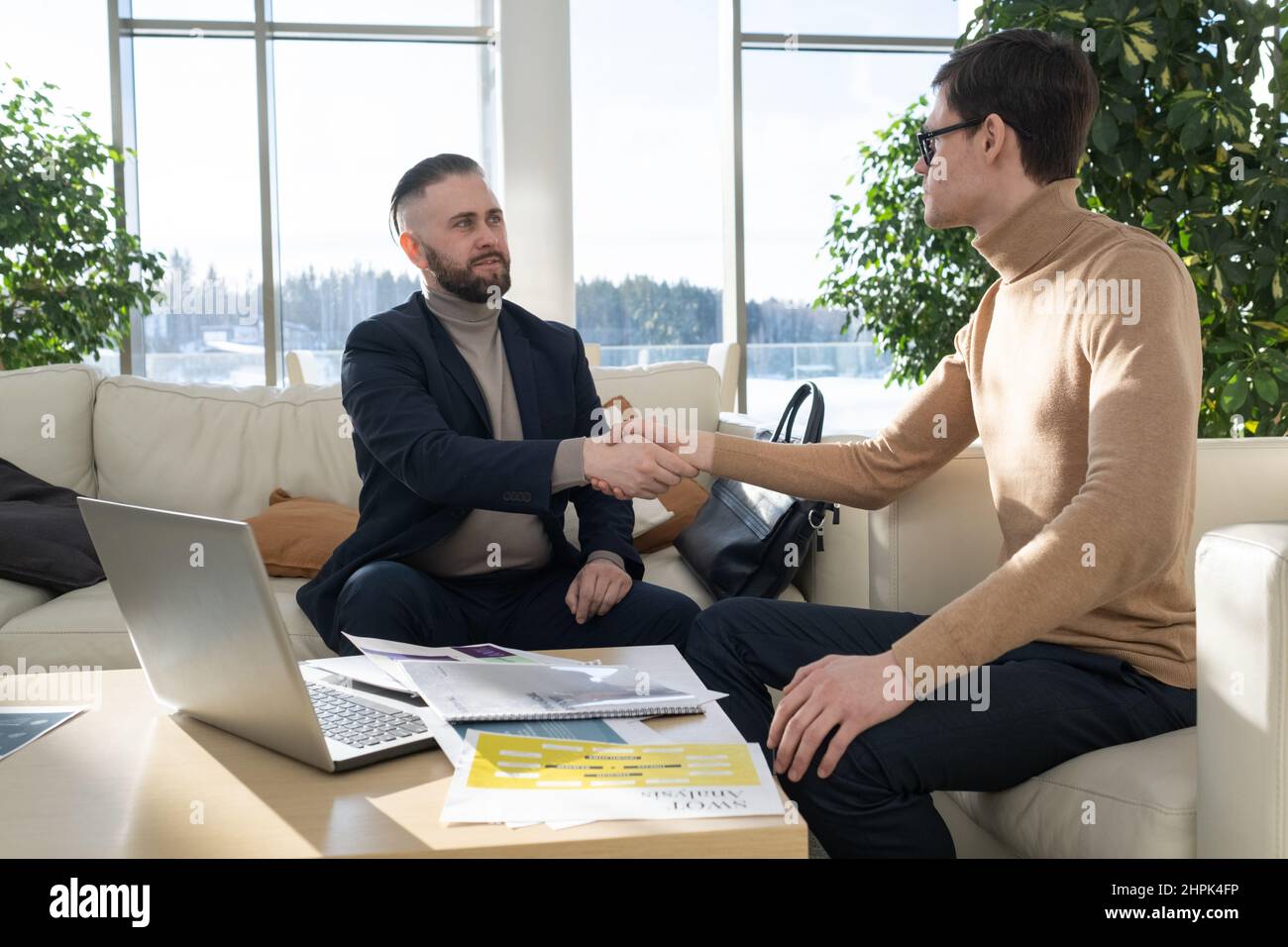 Contemporary entrepreneur or ceo hiring new employee in high tech ...