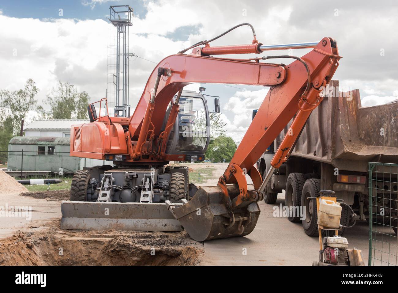 Excavation Works Industry. Industrial Heavy Machines Digging Equipment ...