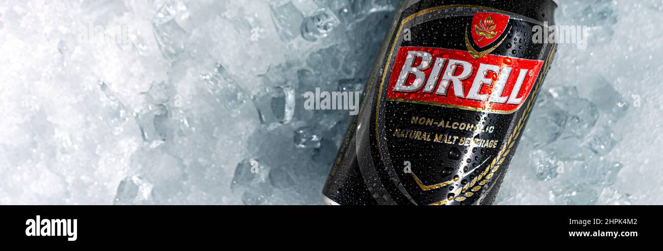 HURGHADA, EGYPT - JANUARY 8, 2022: close-up of Canned Non-alcoholic ...