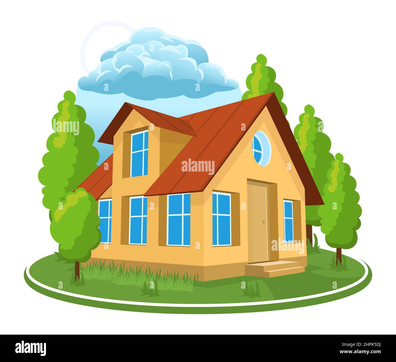 House garage with trees Cut Out Stock Images & Pictures - Alamy