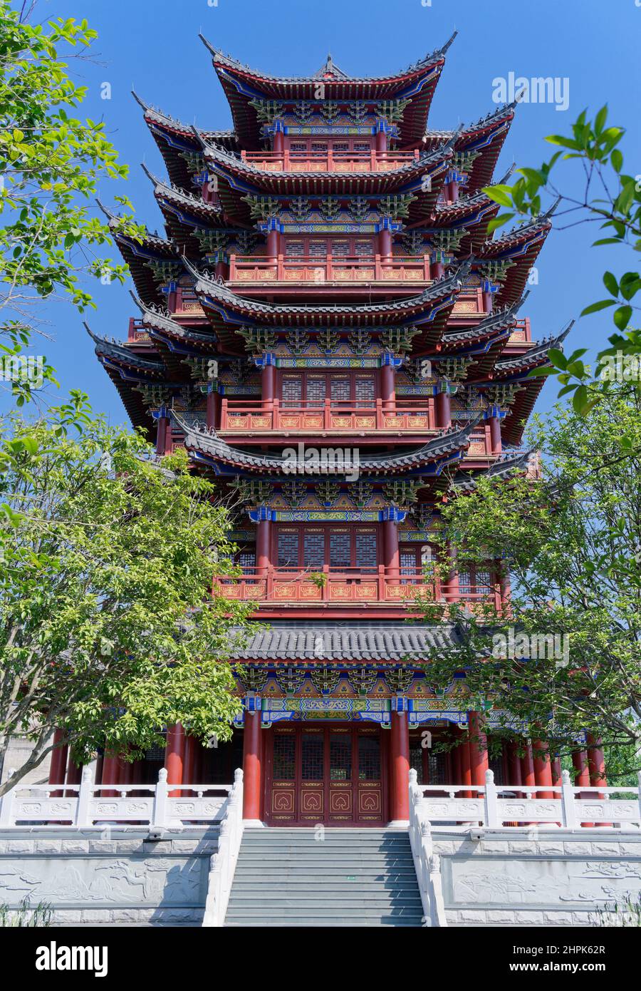 A castle in the traditional Chinese architecture cornices coloured ...
