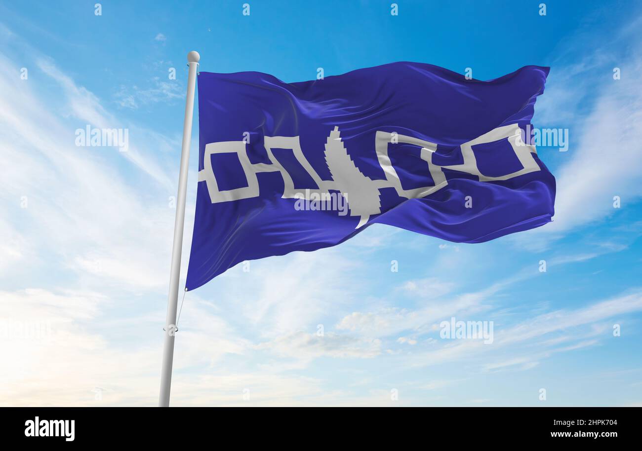 flag of Iroquois Confederacy , Canada at cloudy sky background on ...