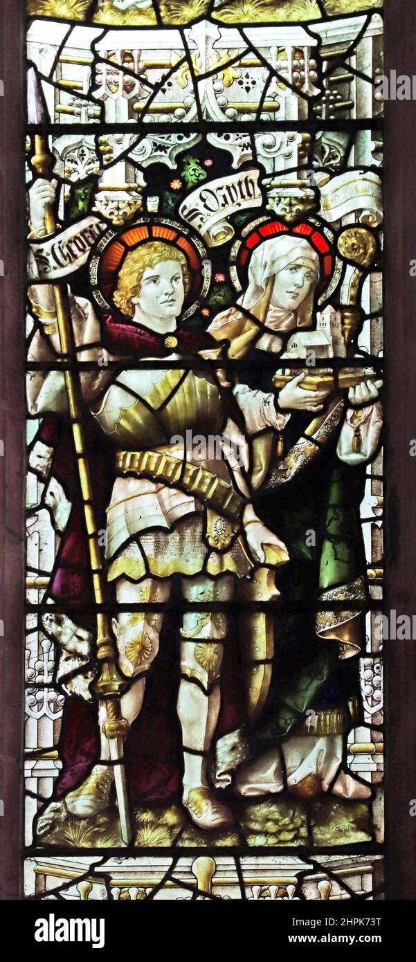 Stained glass window by Percy Bacon & Brothers depicting Saints George ...