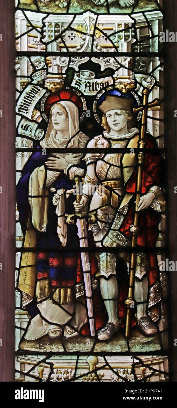 Stained glass window by Percy Bacon & Brothers depicting Saints Alban ...