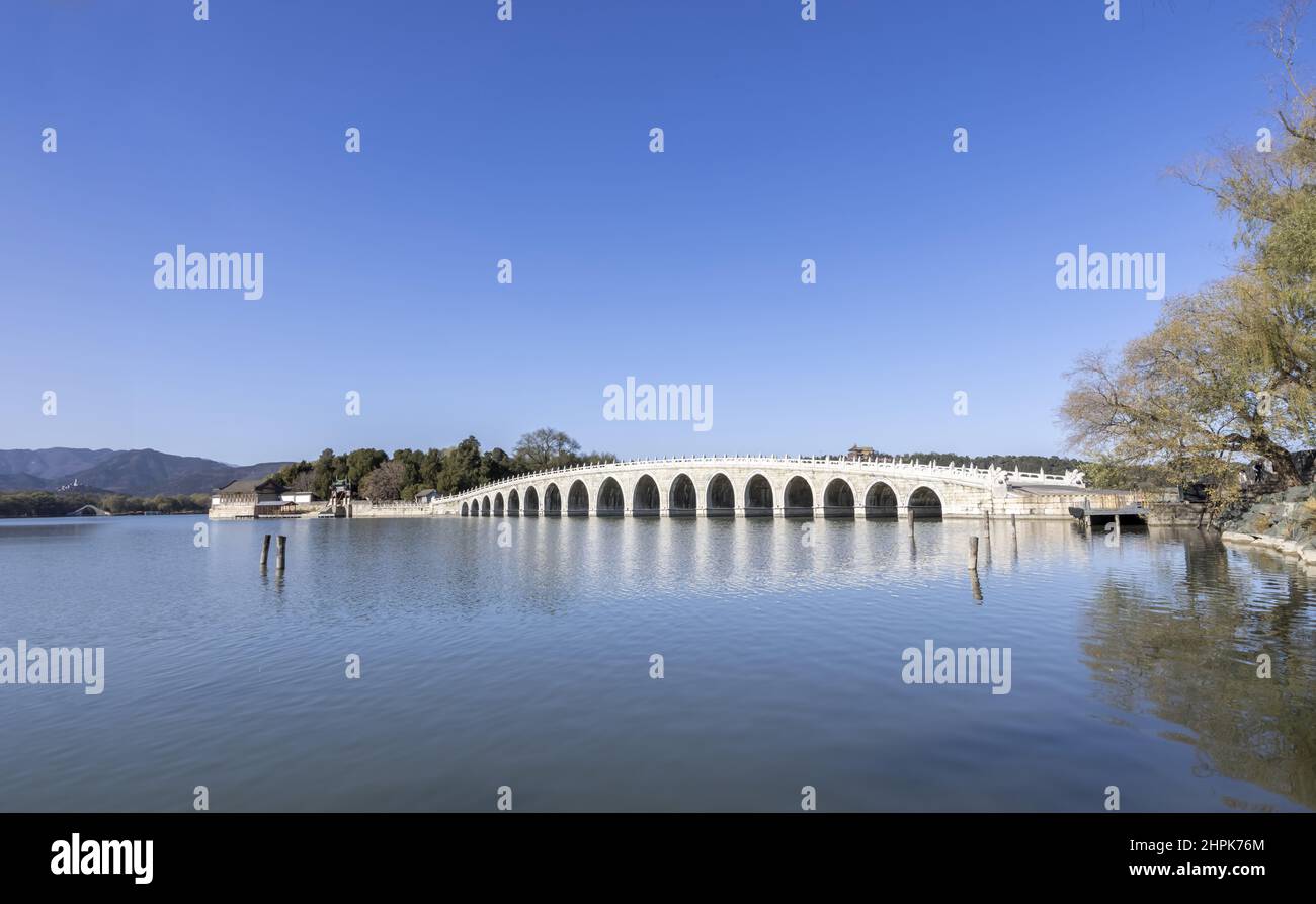 Beijing is the Summer Palace the marble seventeen-arch bridge which ...