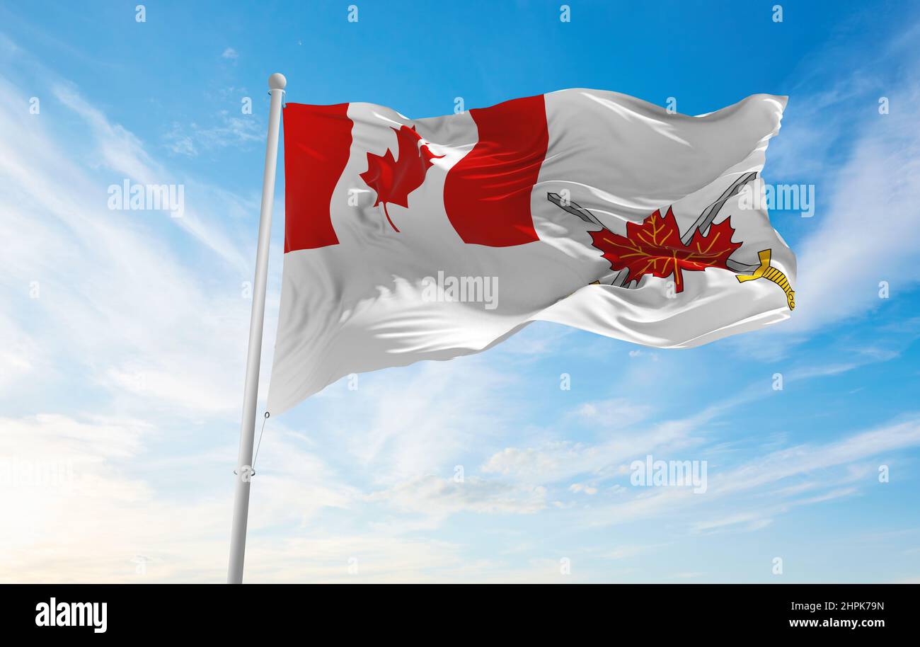 flag of Land Force Command 1998 2013 , Canada at cloudy sky background ...