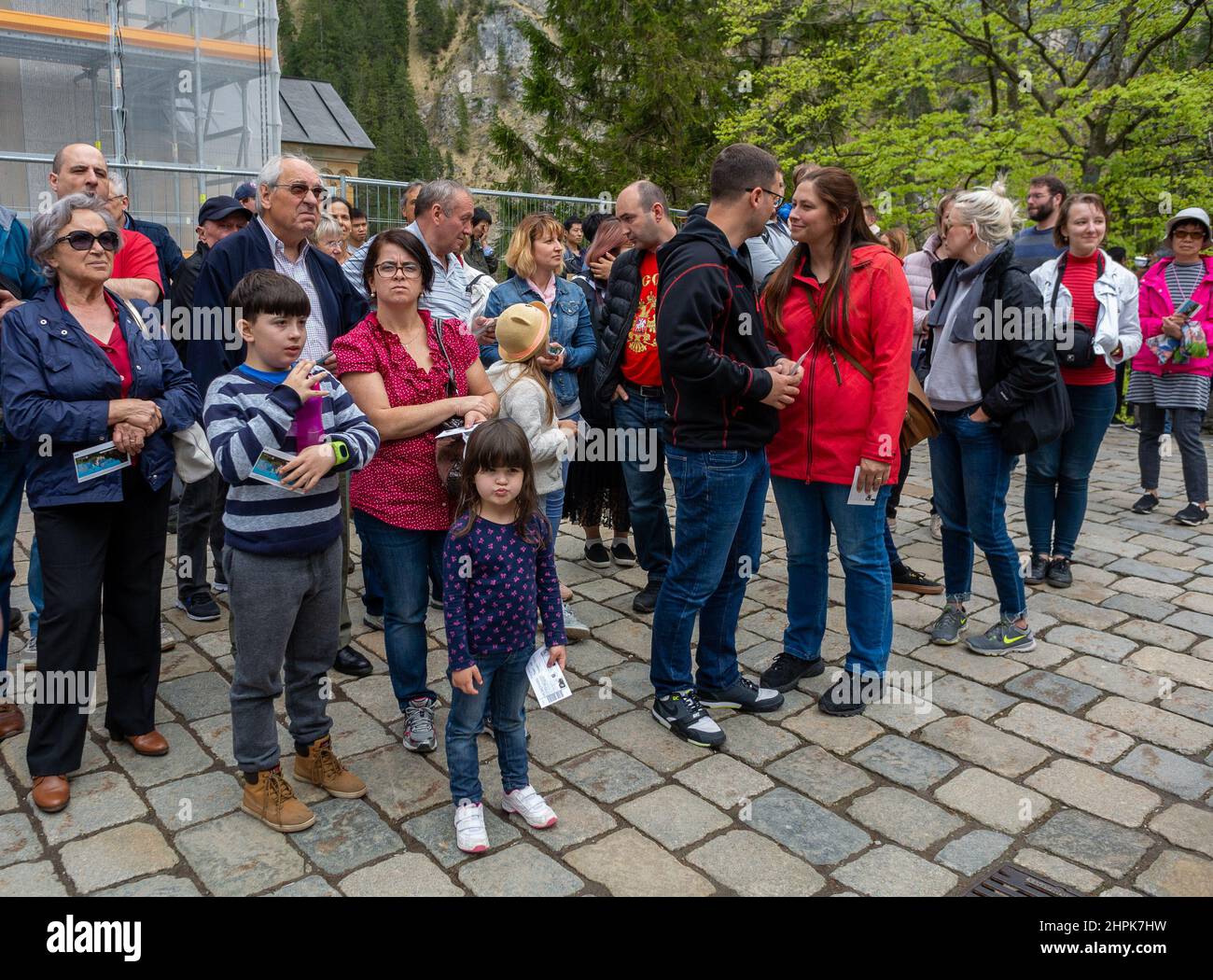 Hohenschwangau, Germany, Large Crowd people, TOurists Families visiting ...