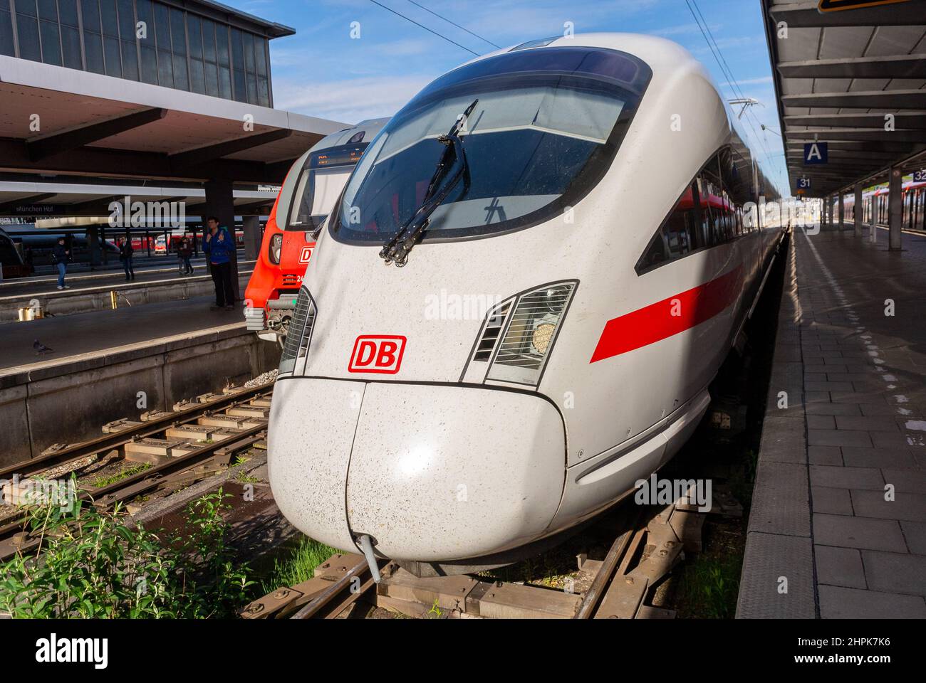 Bavaria, Germany, High Speed Bullet Train in Station « ICE » Front ...