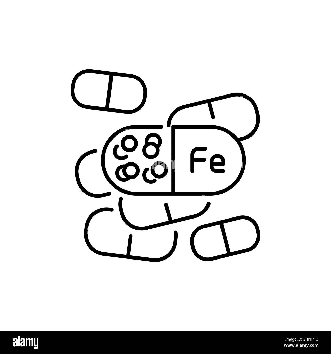 Iron capsules color line icon. Human diseases. Pictogram for web page ...