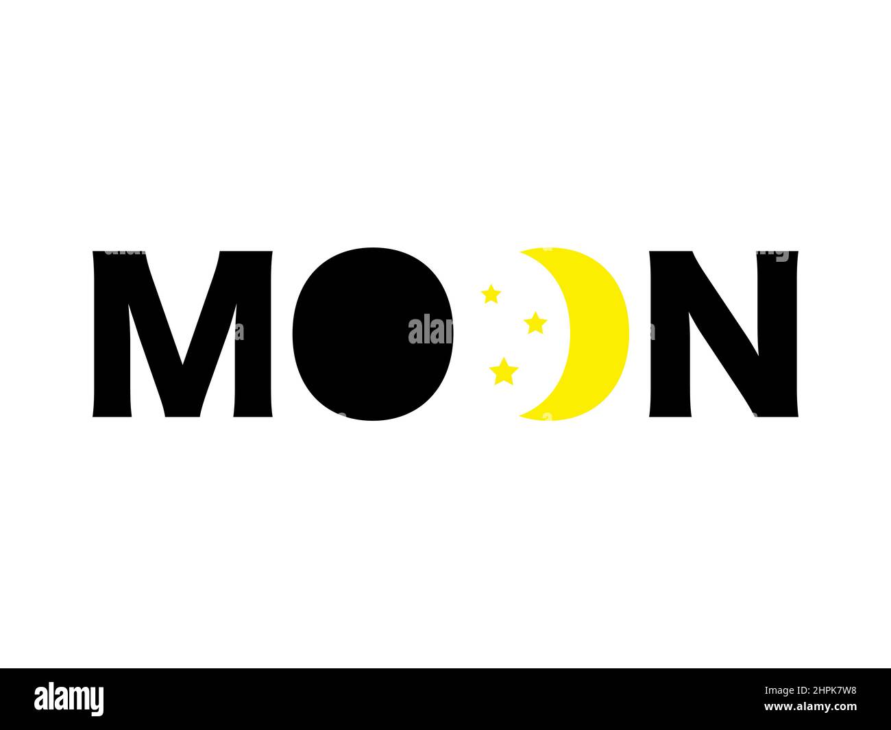 Moon stars font word icon illustration. Crescent moons logo sign vector ...