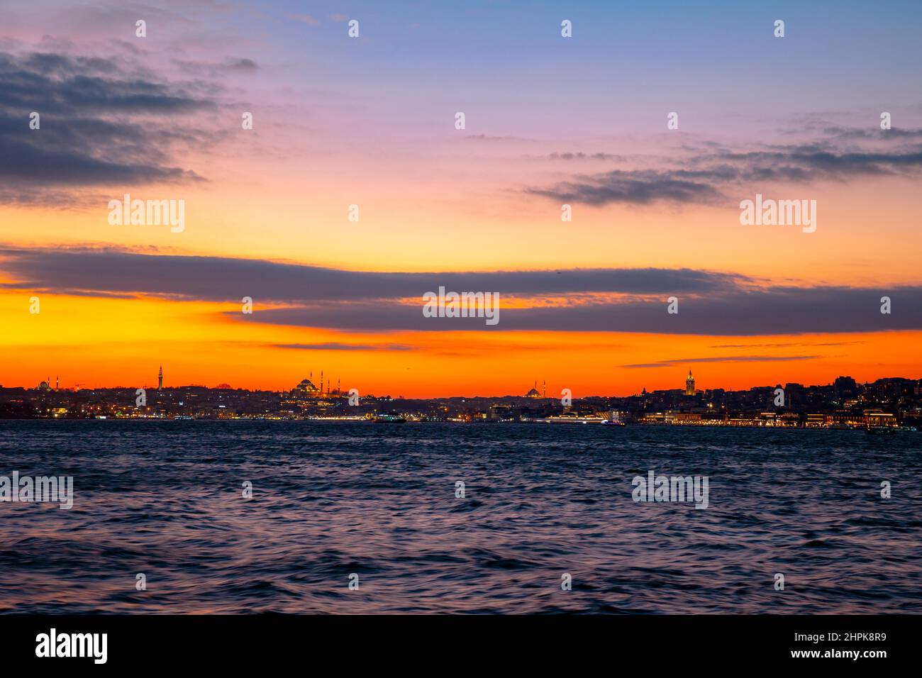 Istanbul at sunset. Beautiful sunset in Istanbul. Travel to Turkey ...