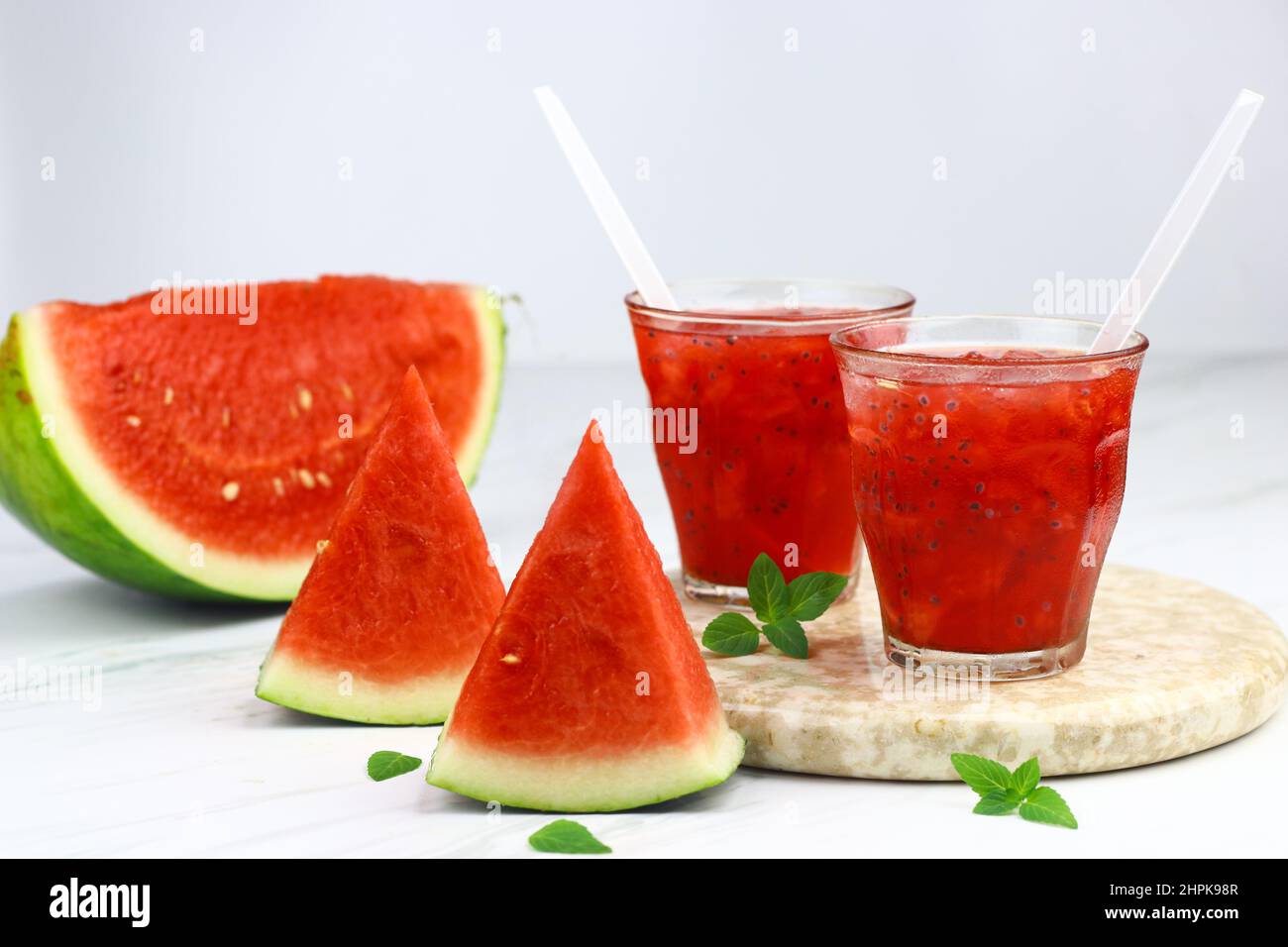 Watermelon cocktail mint ice hi-res stock photography and images - Alamy