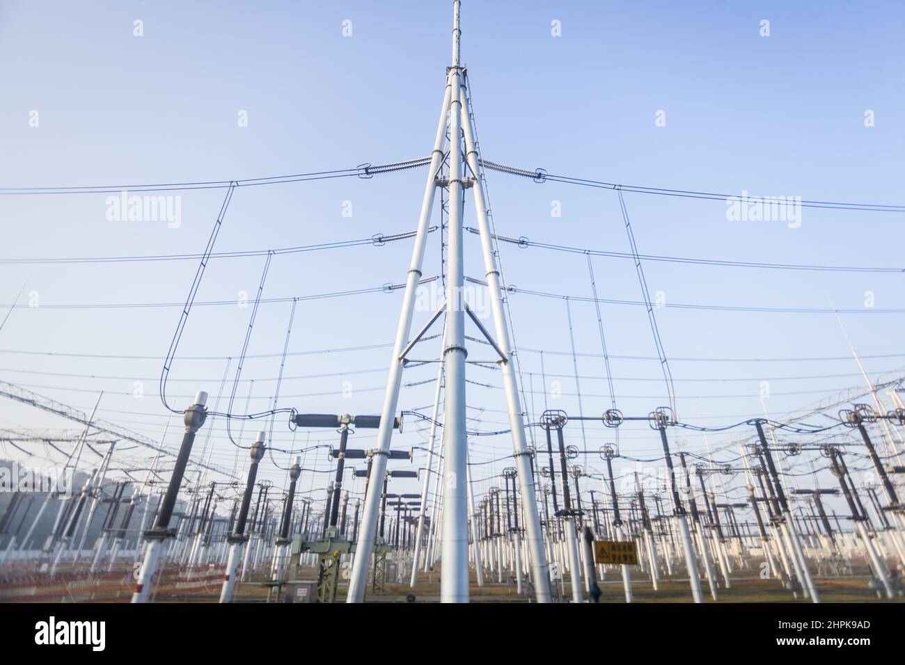 Power cable landscape Stock Photo - Alamy
