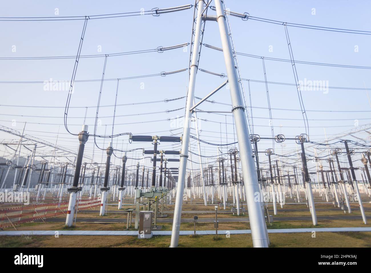 Power cable landscape Stock Photo - Alamy