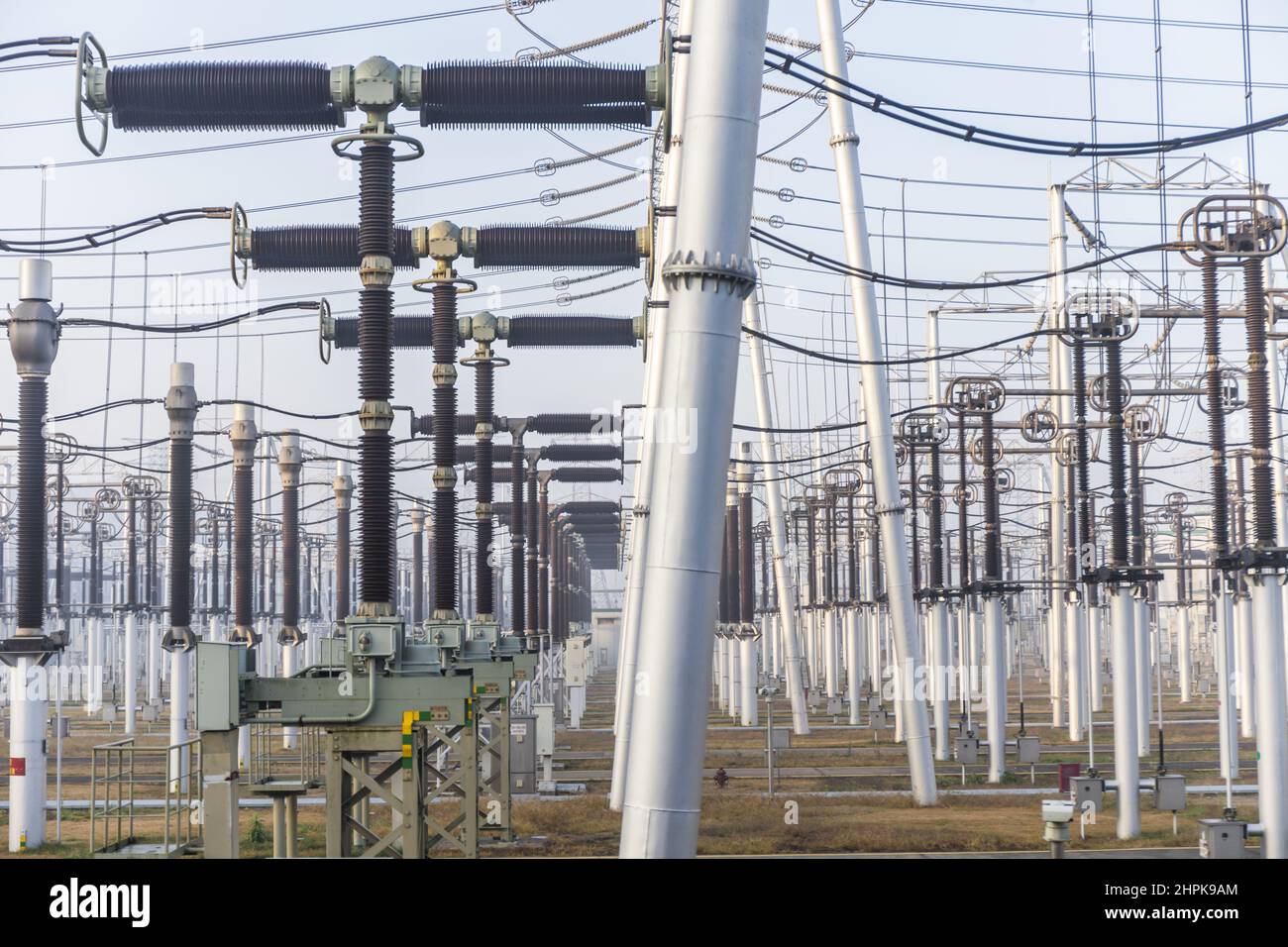 Power cable landscape Stock Photo - Alamy