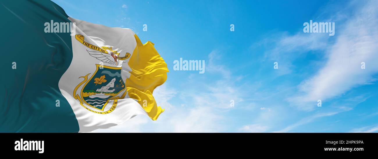flag of Yellowknife, Northwest Territories , Canada at cloudy sky ...