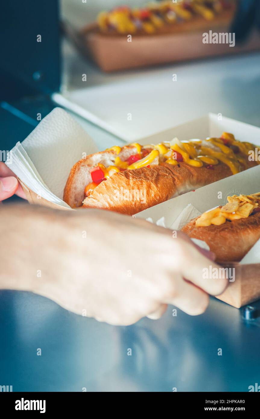 Food delivery from restaurant girl hi-res stock photography and images ...