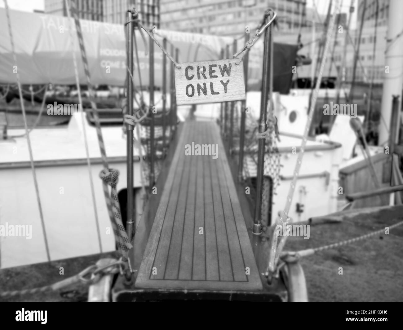 Crew only sign Black and White Stock Photos & Images - Alamy