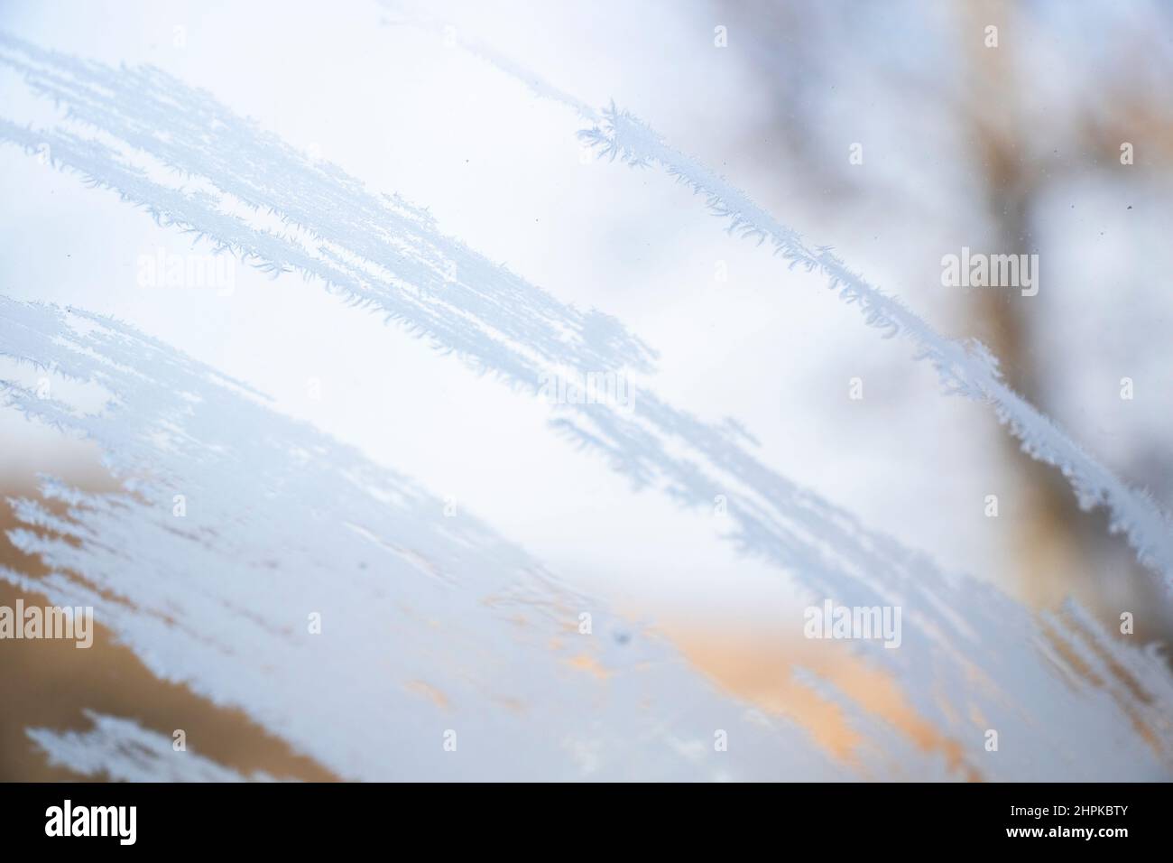 Frozen window and glass, frozen dew water pattern and texture ...