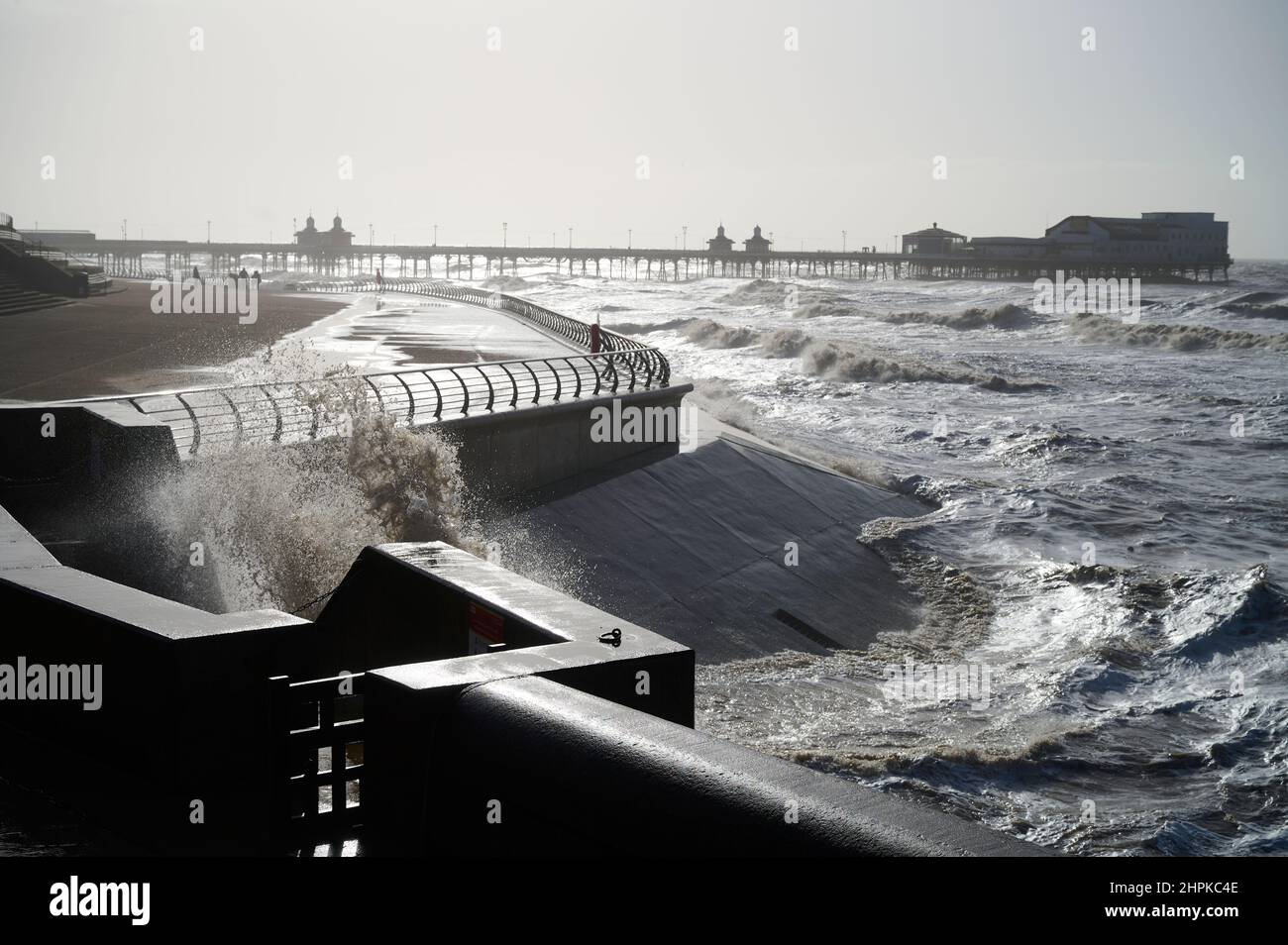 The sun comes out as Storm Franklin passes by.Waves break against the ...