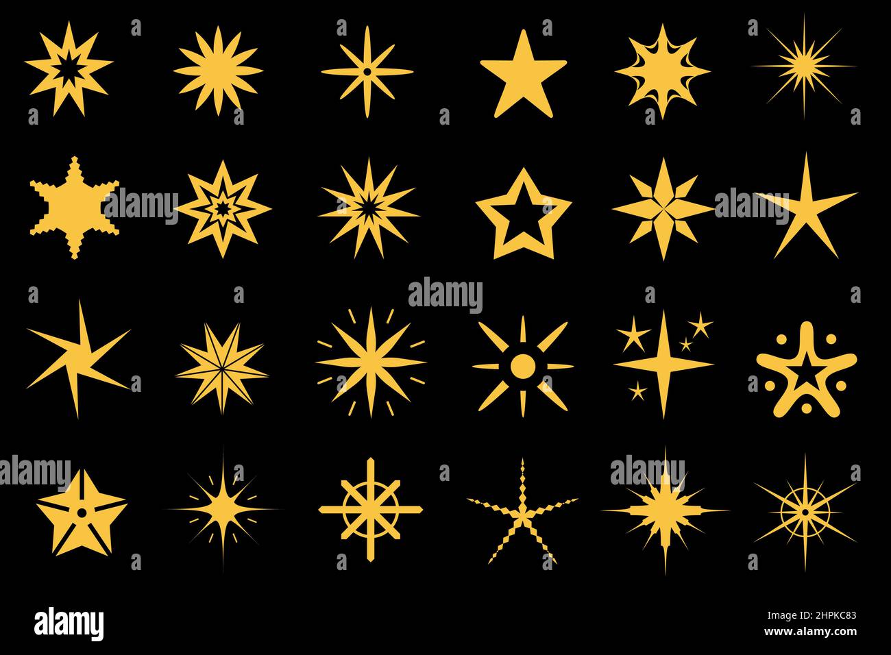 Flat stars, sparkles, flashes and bursts icon for games. Geometric star ...