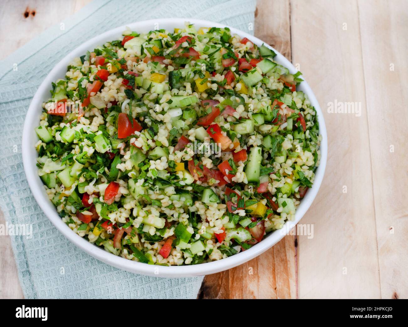 Traditional middle eastern Tabbouleh salad made with Bulgar wheat Stock ...