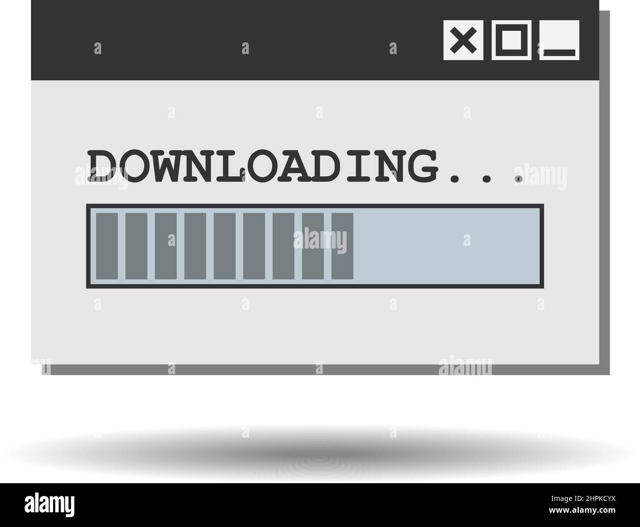 retro style operating system window with download progress bar isolated on white background ...