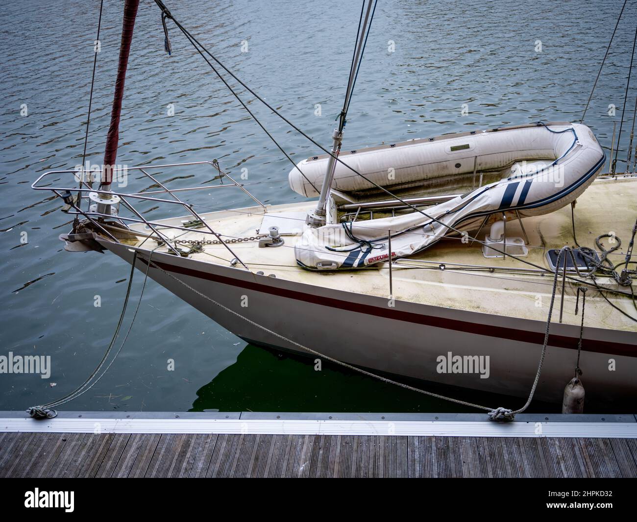Old scruffy yacht moored, Royal Albert Dock, Liverpool Stock Photo - Alamy