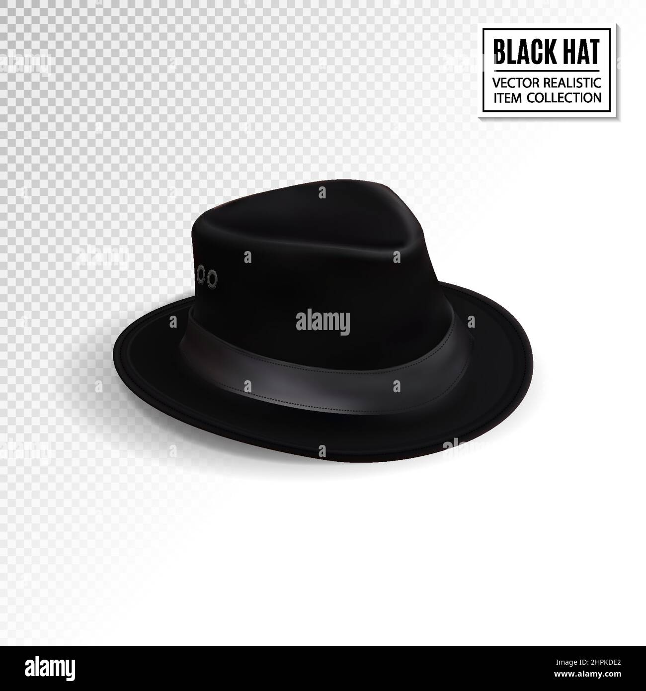 Retro hat isolated on transparent background. Black hat. Quality ...