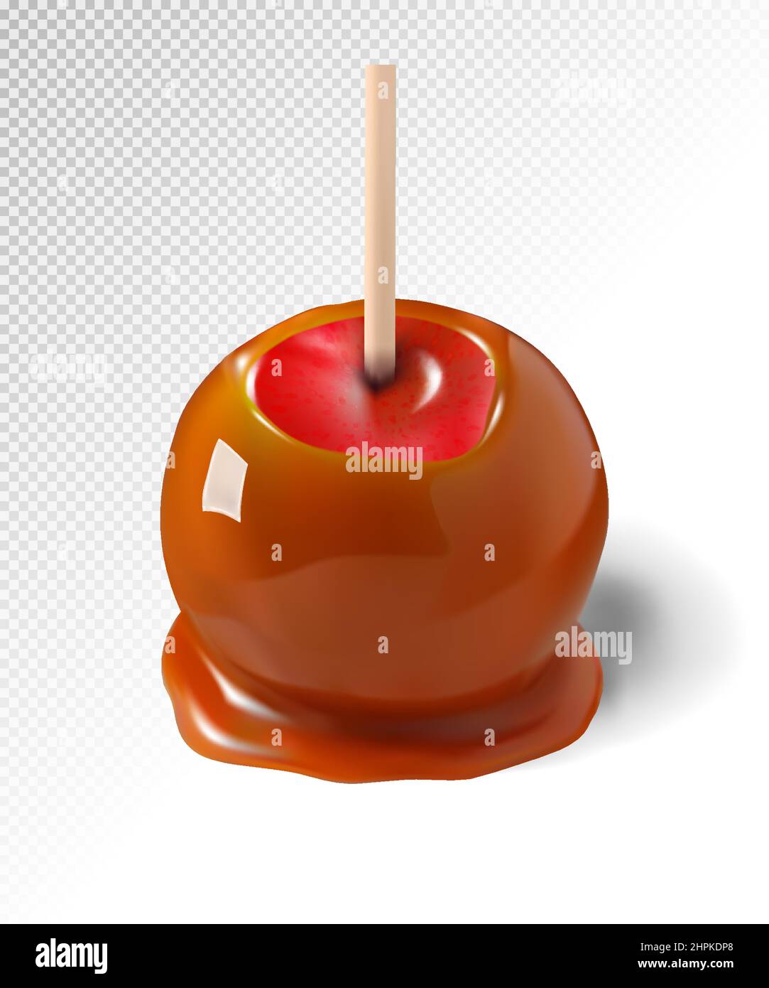 Homemade Caramel Apple on a transparent Background. Realistic vector ...