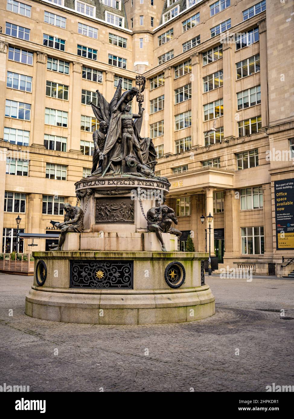 The Nelson Monument, in Exchange Flags, Liverpool, Merseyside Stock ...